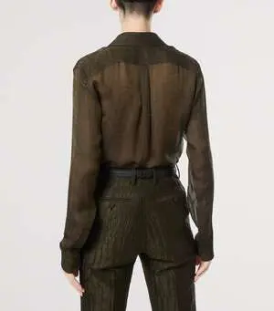 TOM FORD Silk Chiffon Crocodile Jacquard Shirt