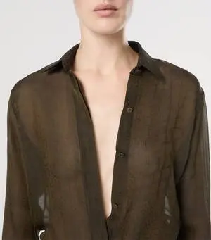 TOM FORD Silk Chiffon Crocodile Jacquard Shirt