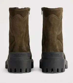 Balenciaga Suede Combat Ankle Boots - Green