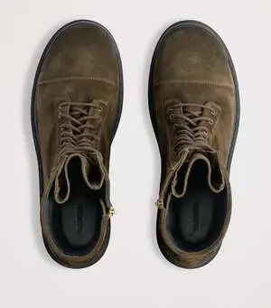 Balenciaga Suede Combat Ankle Boots - Green