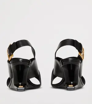 Balmain Leather Anthem Heeled Sandals With Gold-tone Buckle