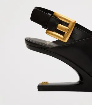 Balmain Leather Anthem Heeled Sandals With Gold-tone Buckle