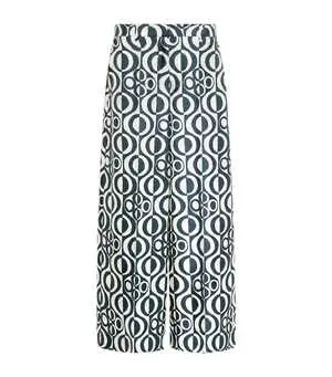 Max Mara Silk Geometric Wide-leg Trousers