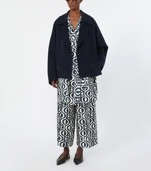 Max Mara Silk Geometric Wide-leg Trousers
