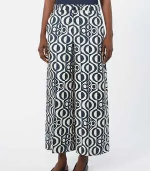 Max Mara Silk Geometric Wide-leg Trousers