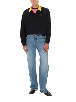 Versace Felpa Con Colletto Polo E Logo