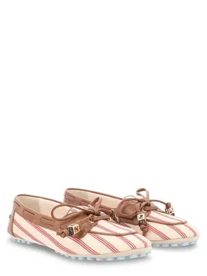 Fendi Mocassino Ff Canvas And Leather Loafers