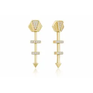 REIS JEWELLERY Handcrafted 14k Yellow Gold And Diamond Arrow Drop Earrings - Gold/yellow