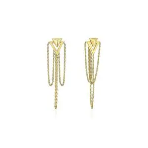 REIS JEWELLERY Gold / Yellow Pyramid Chain Earrings Yellow Gold - Gold/yellow
