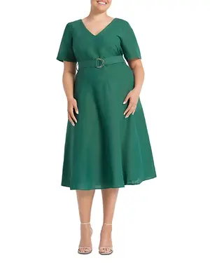 ESTELLE Aelin Belted Midi Dress - Jade