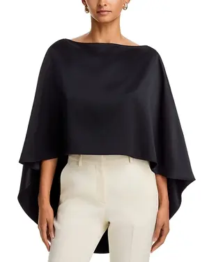 HEIRLOME Anna Silk Cape Effect Top - Black