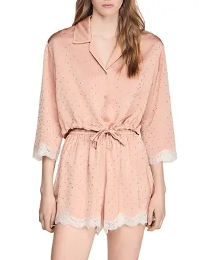 Sandro Embellished Shirt And Shorts Set - Nude