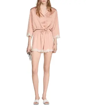 Sandro Embellished Shirt And Shorts Set - Nude