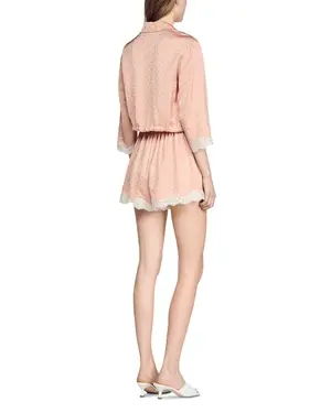 Sandro Embellished Shirt And Shorts Set - Nude