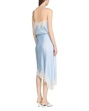 Sandro Asymmetric Satin Skirt - Blue Ecru
