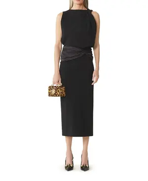 LANVIN Midi Dress In Jersey And Satin - Black