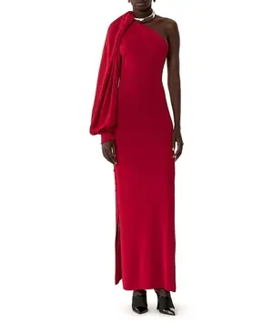 LANVIN Asymmetrical Choker Dress In Viscose - Red