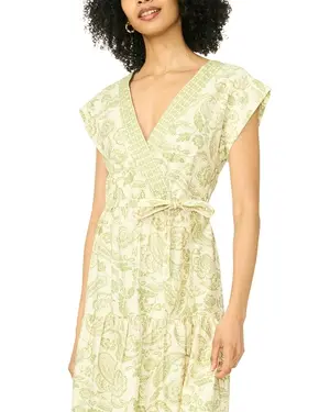 Vince Camuto Surplice Dolman Sleeve Midi Tiered Dress