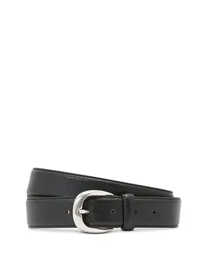 REISS Pebble Grain Leather Belt - Black