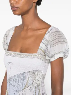 Tory Burch Printed Silk Blend Midi Dress