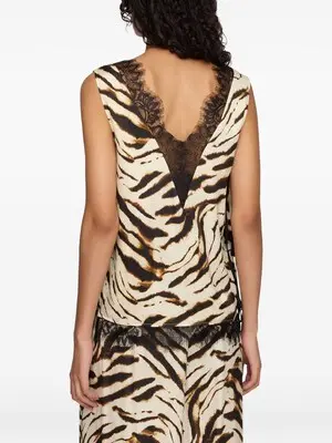 GANNI Zevra Print V-necked Top