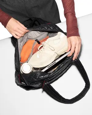 Mz Wallace Jimmy Deluxe Large Quilted Nylon Weekender Bag
