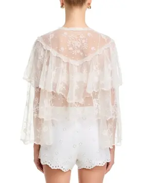 LoveShackFancy Tourelle Sheer Lace Blouse