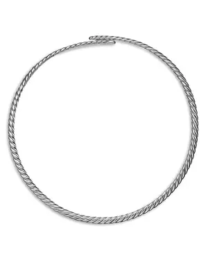 David Yurman Sculpted Cable Flex Necklace In Sterling 5mm - Silver
