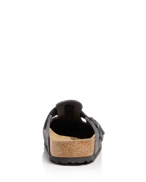 BIRKENSTOCK Boston Mixed Leather Clogs - Charcoal