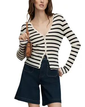 Veronica Beard Anwin Wool Cardigan - Dove/navy