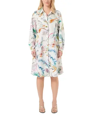 Marina Rinaldi Printed Cotton Shirt Dress - Ice