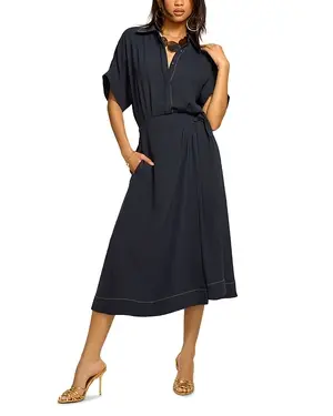 Ramy Brook Sonnet Wrap Skirt Dress - Navy