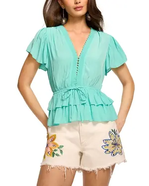 Ramy Brook Emberly Peplum Hem Top - Jade