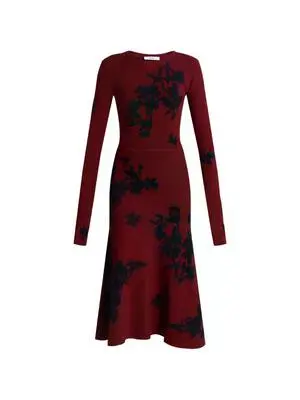 Erdem Jacquard-knit Long-sleeve Dress