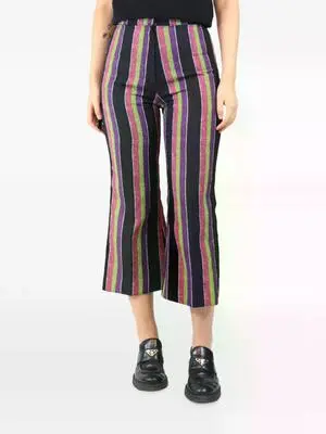 DURO OLOWU VINTAGE Striped Cropped Trousers - Black