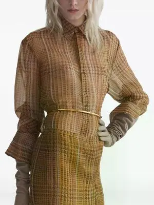 MUGLER Sheer Organza Shirt - Neutrals