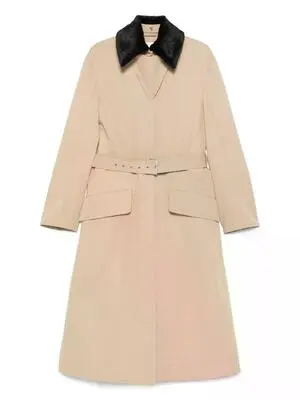 Nanushka Belted Faux Fur Collar Coat