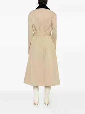 Nanushka Belted Faux Fur Collar Coat