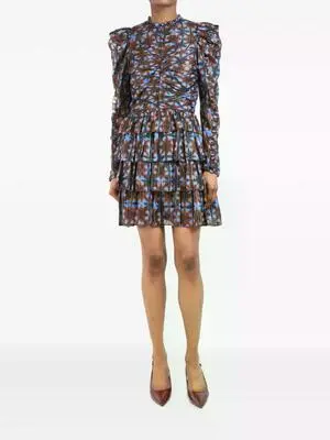 Ulla Johnson Ruffled Geometric Print Mini Dress