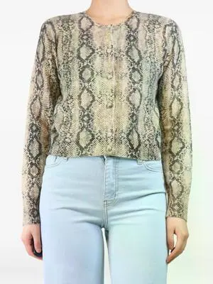 FRAME Snake Print Cashmere Cardigan