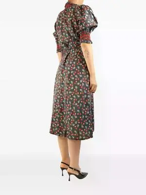 Muzungu Sisters Cherry-print Belted Midi Dress