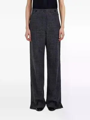 FERRAGAMO Wool And Linen Blend Trousers With Exposed Button Details