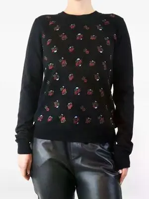 Mulberry Floral Embroidered Crew Neck Sweater