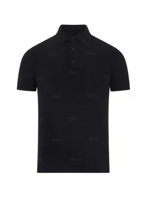 Gucci Wool Silk Jacquard Polo Shirt - Black