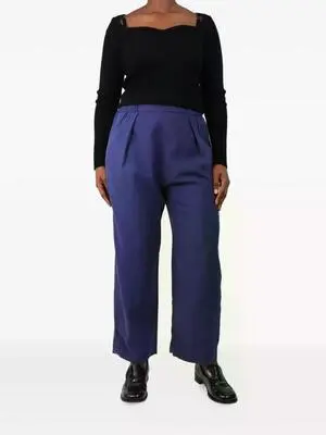 BAMFORD Pleated Silk Wide-leg Trousers