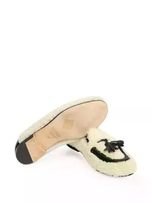 Fratelli Rossetti Black Sheepskin Tassel Detail Loafers