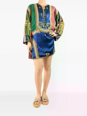 PAUL SMITH VINTAGE Embroidered Silk Tunic Mini Dress