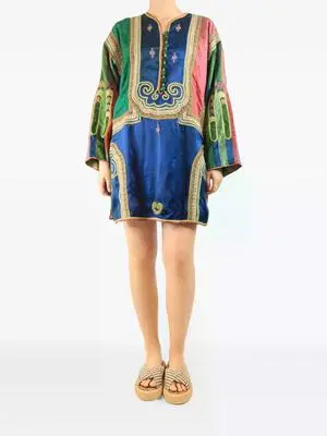 PAUL SMITH VINTAGE Embroidered Silk Tunic Mini Dress