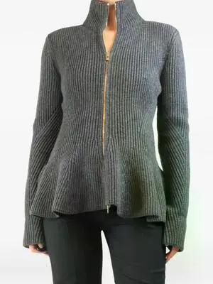 Alaïa Ribbed Peplum Cardigan