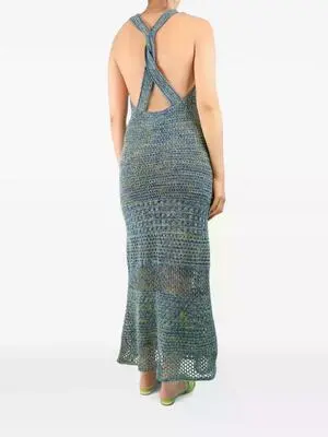 Escvdo Crochet Knit Midi Dress